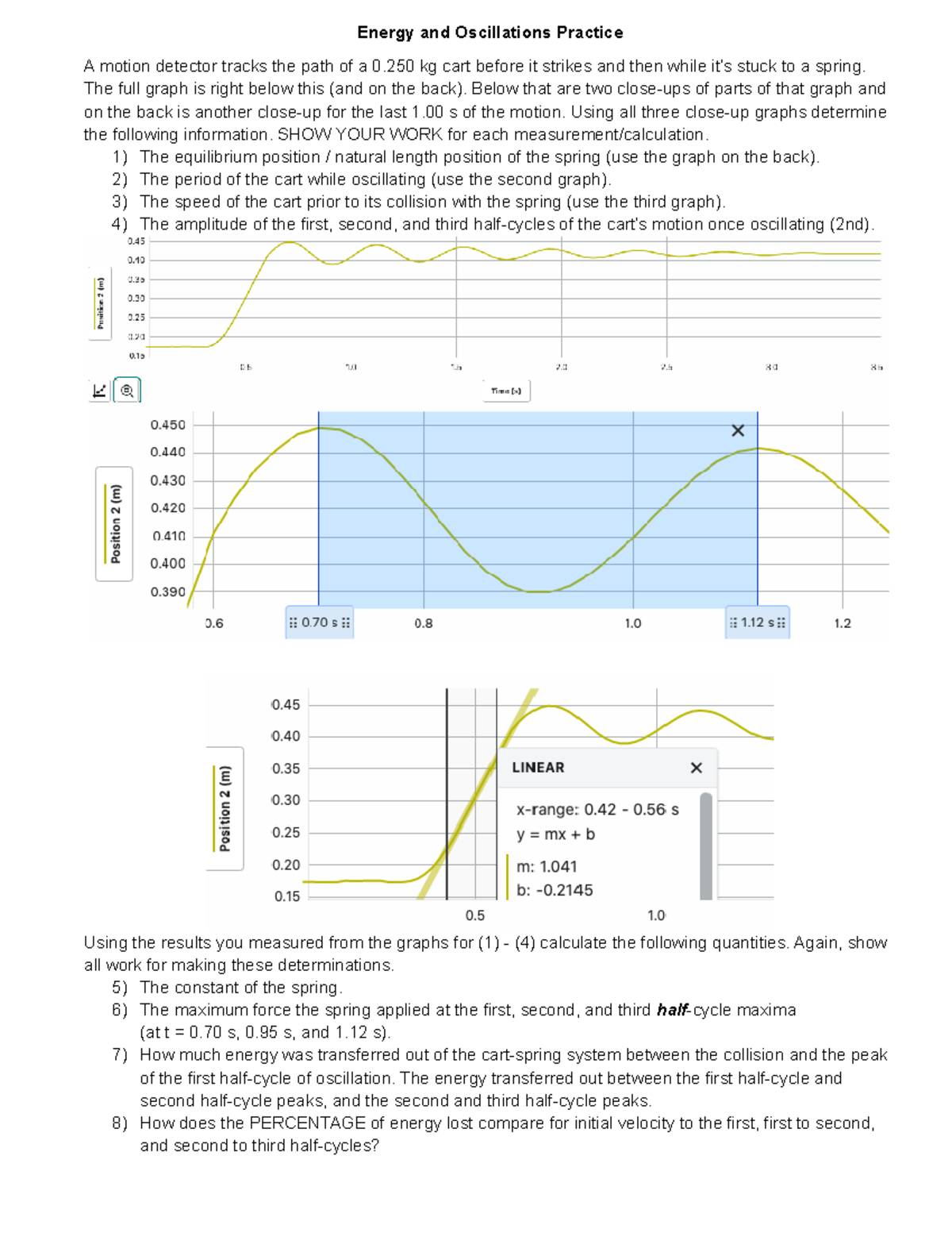 Copy of Cart-spring collision Practice - Energy and Oscillations ...