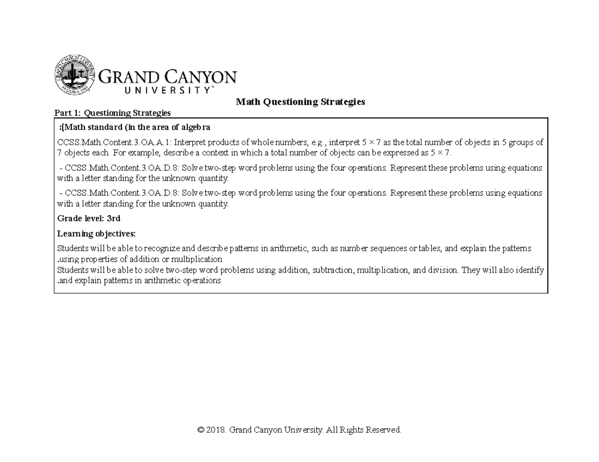 ELM-560-T2-Math Questioning Strategies Christin Martinez - Math Questioning Strategies Part 1 ...