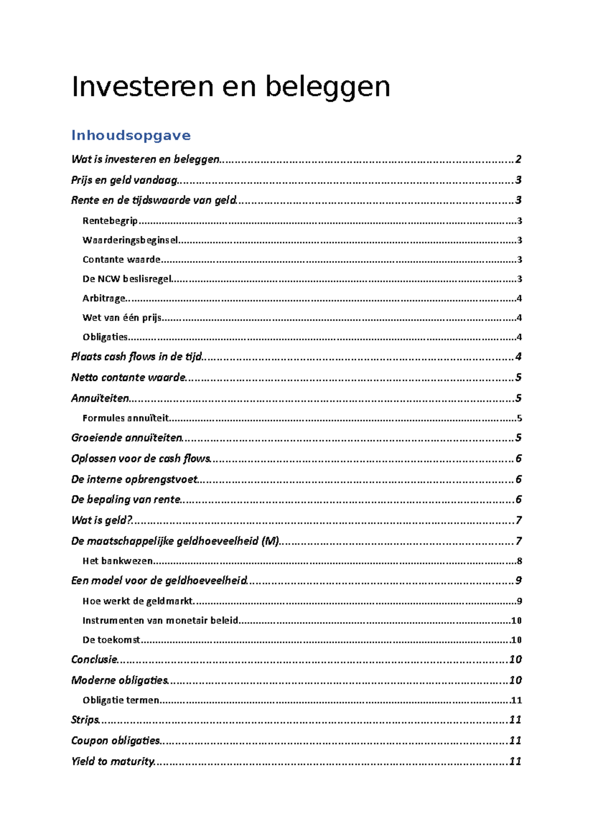 Investeren en beleggen - - Studeersnel