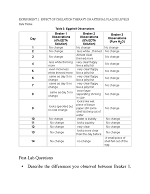 Experiment 2 Data Tables and Assessment-6 - EXPERIMENT 2: STRESS RESPONSE Data Tables Table 3 ...