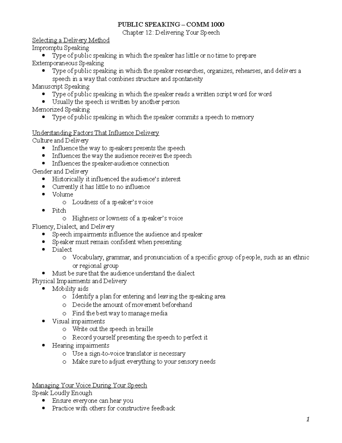 Chapter 12 - comm 1000 - PUBLIC SPEAKING – COMM 1000 Chapter 12 ...