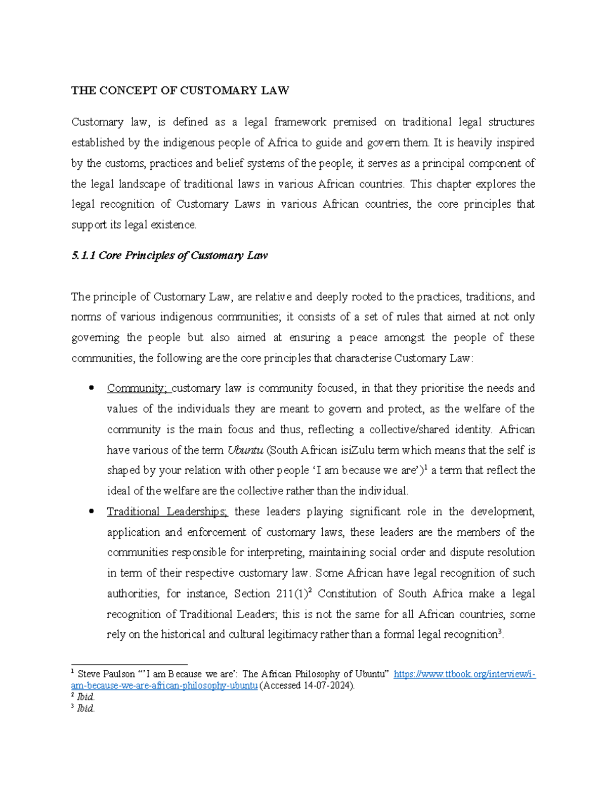 THE Concept OF Customary LAW - THE CONCEPT OF CUSTOMARY LAW Customary ...