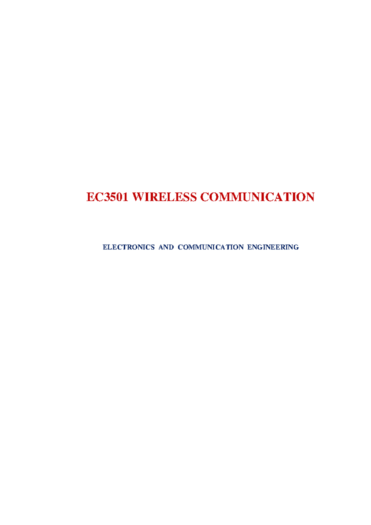 wirless communication - EC3501 WIRELESS COMMUNICATION ELECTRONICS AND ...