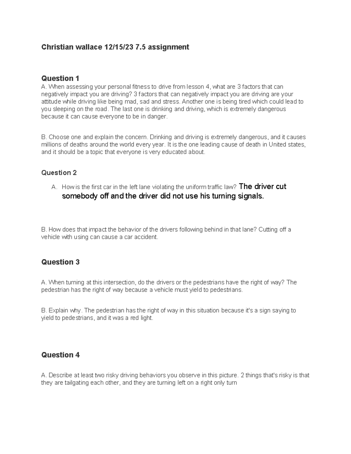 7.5 assignment driver ed - Christian wallace 12/15/23 7 assignment ...