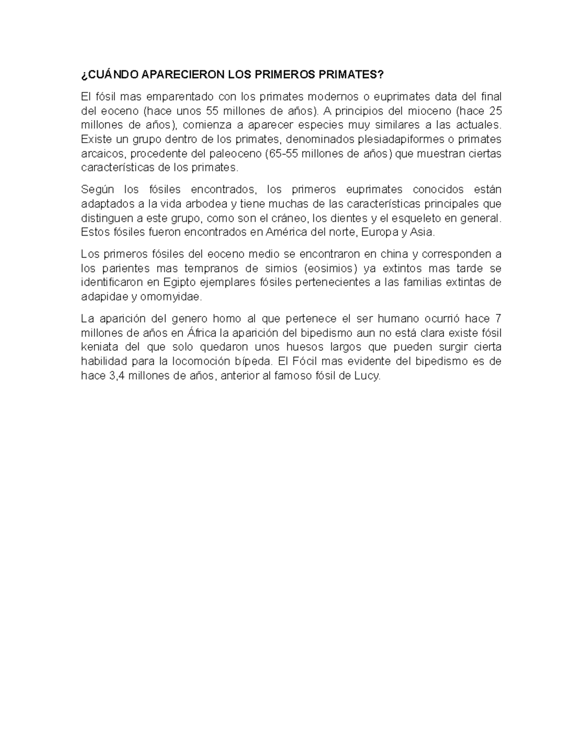 Cuándo Aparecieron LOS Primeros Primates - ¿CUÁNDO APARECIERON LOS ...