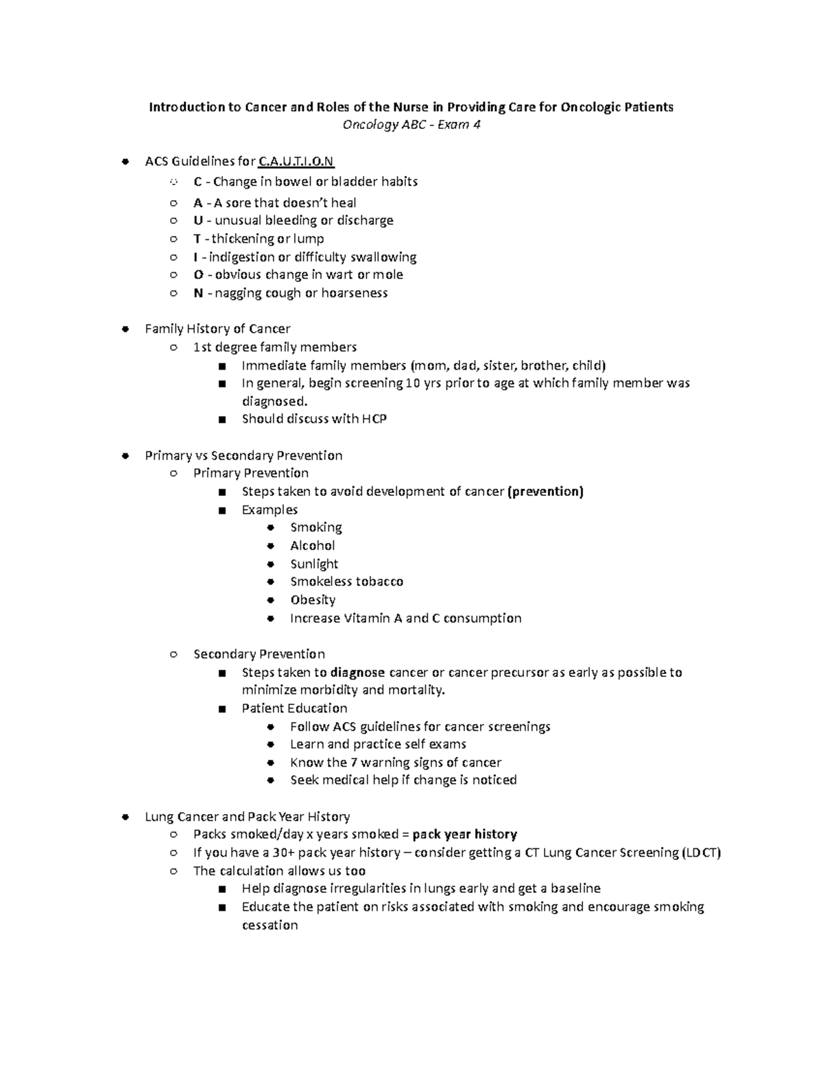 Oncology Lecture Notes - Introduction to Cancer and Roles of the Nurse ...