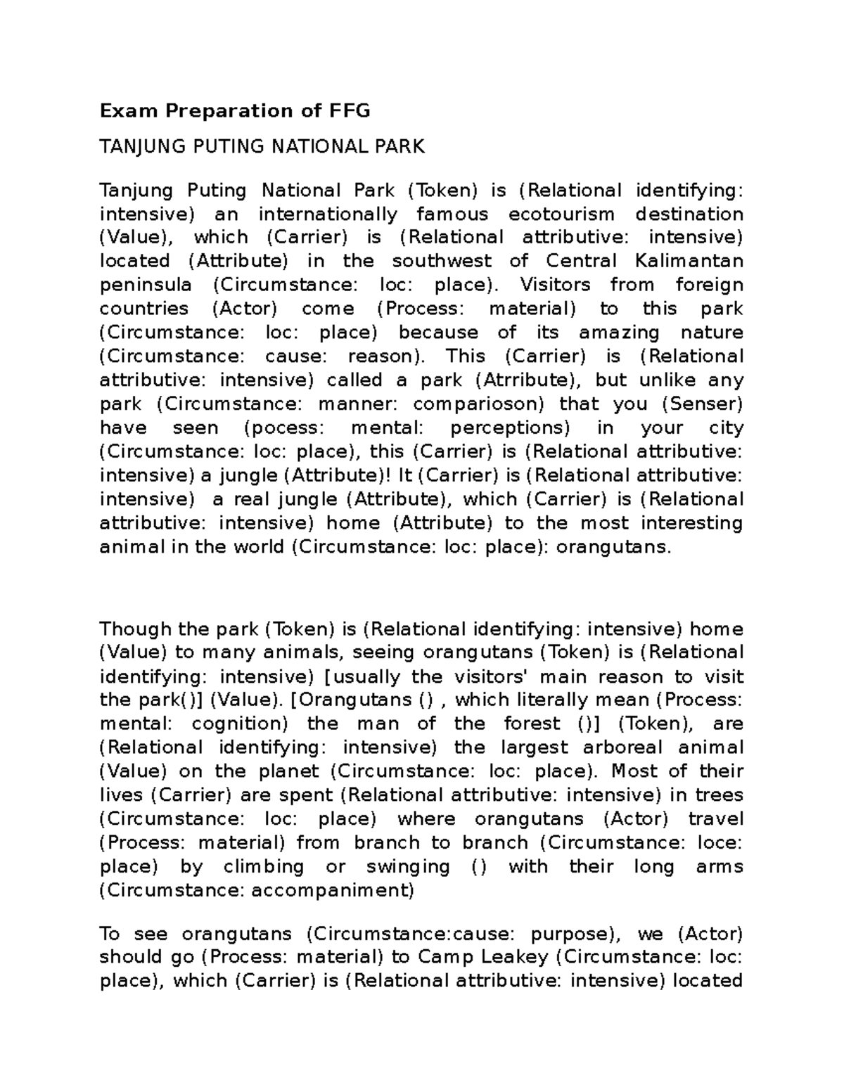 Exam Prep Text Analysis FFG - Exam Preparation of FFG TANJUNG PUTING ...