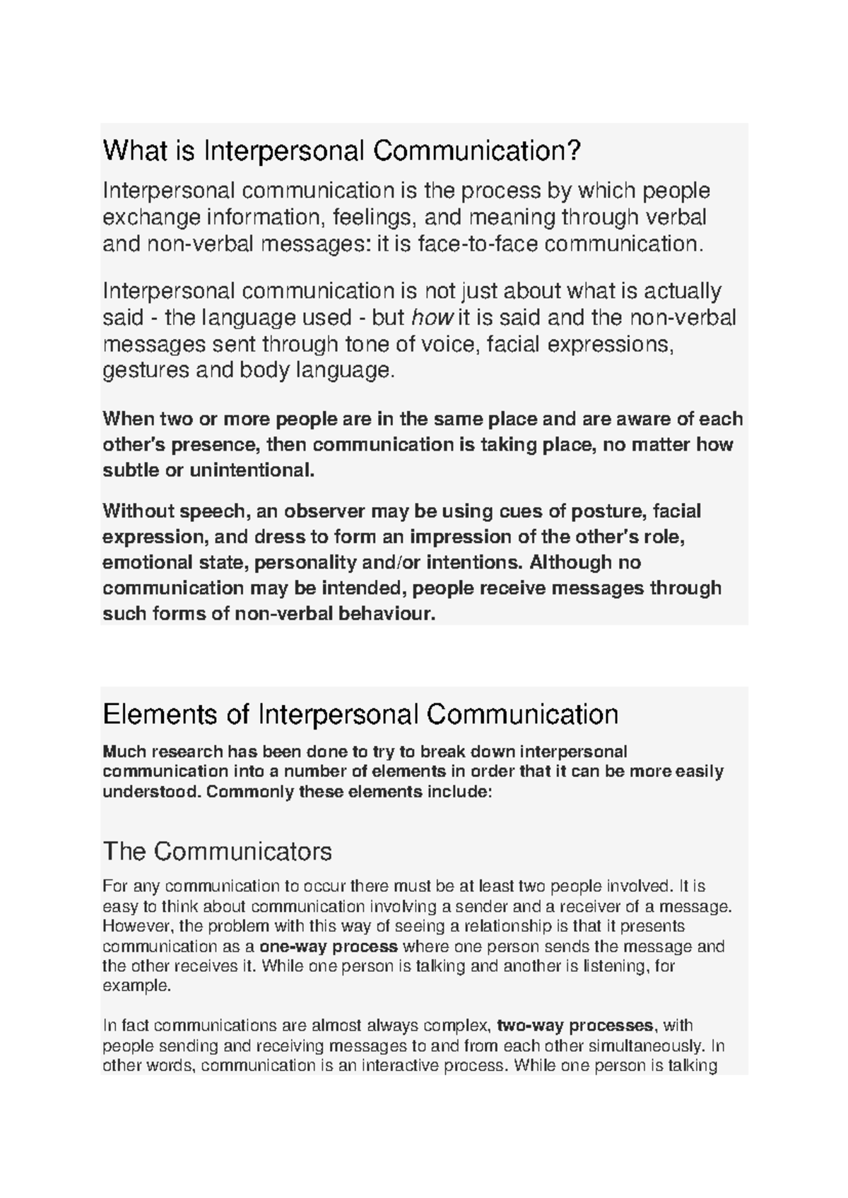 Interpersonal communication notes - What is Interpersonal Communication ...