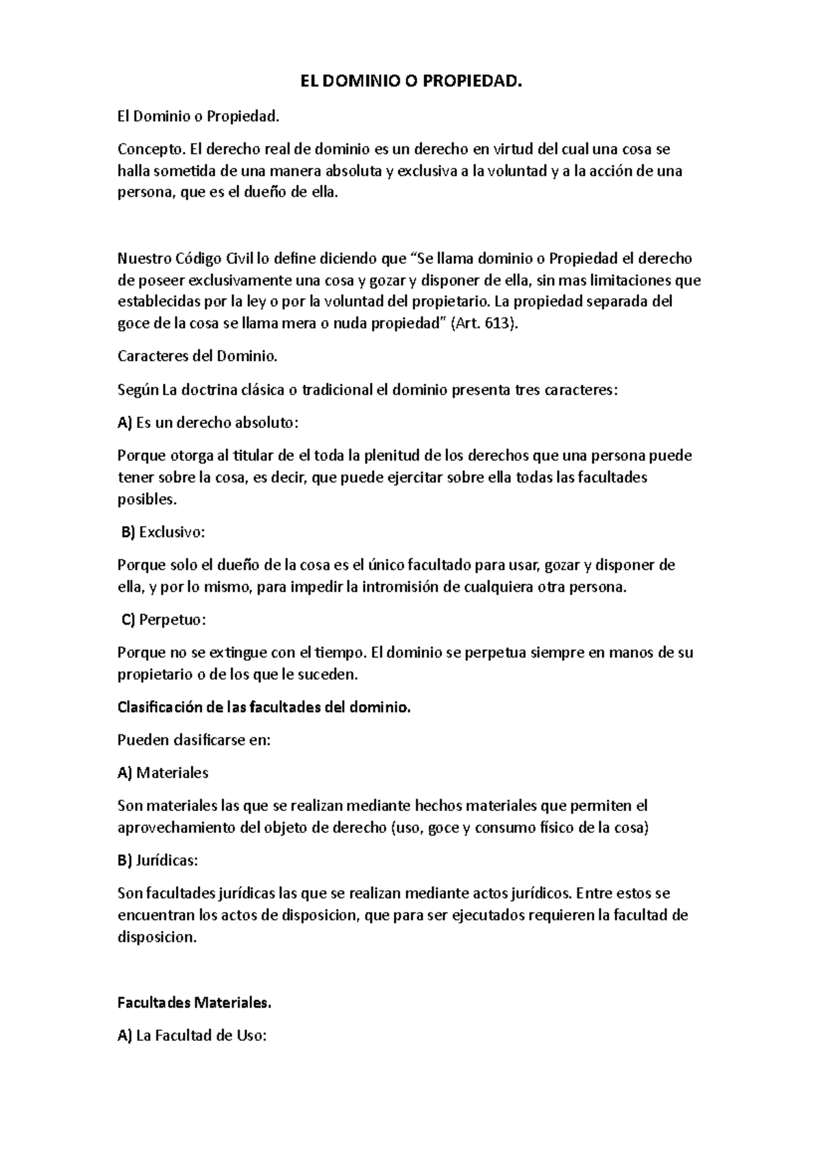 EL Dominio O Propiedad - EL DOMINIO O PROPIEDAD. El Dominio o Propiedad ...
