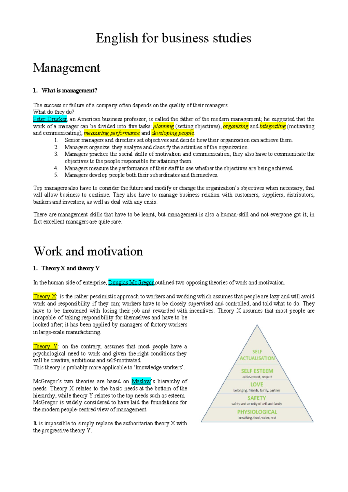 English for business studies - English for business studies Management ...