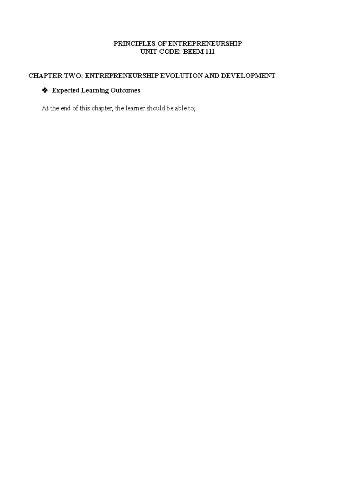 Principles OF Entrepreneurship - PRINCIPLES OF ENTREPRENEURSHIP UNIT ...