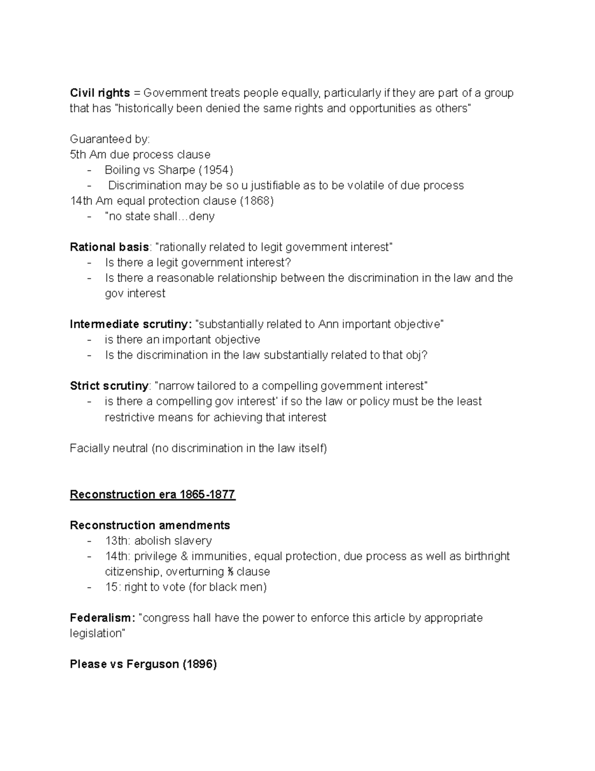 Politics 101 part 2 - Civil rights = Government treats people equally ...