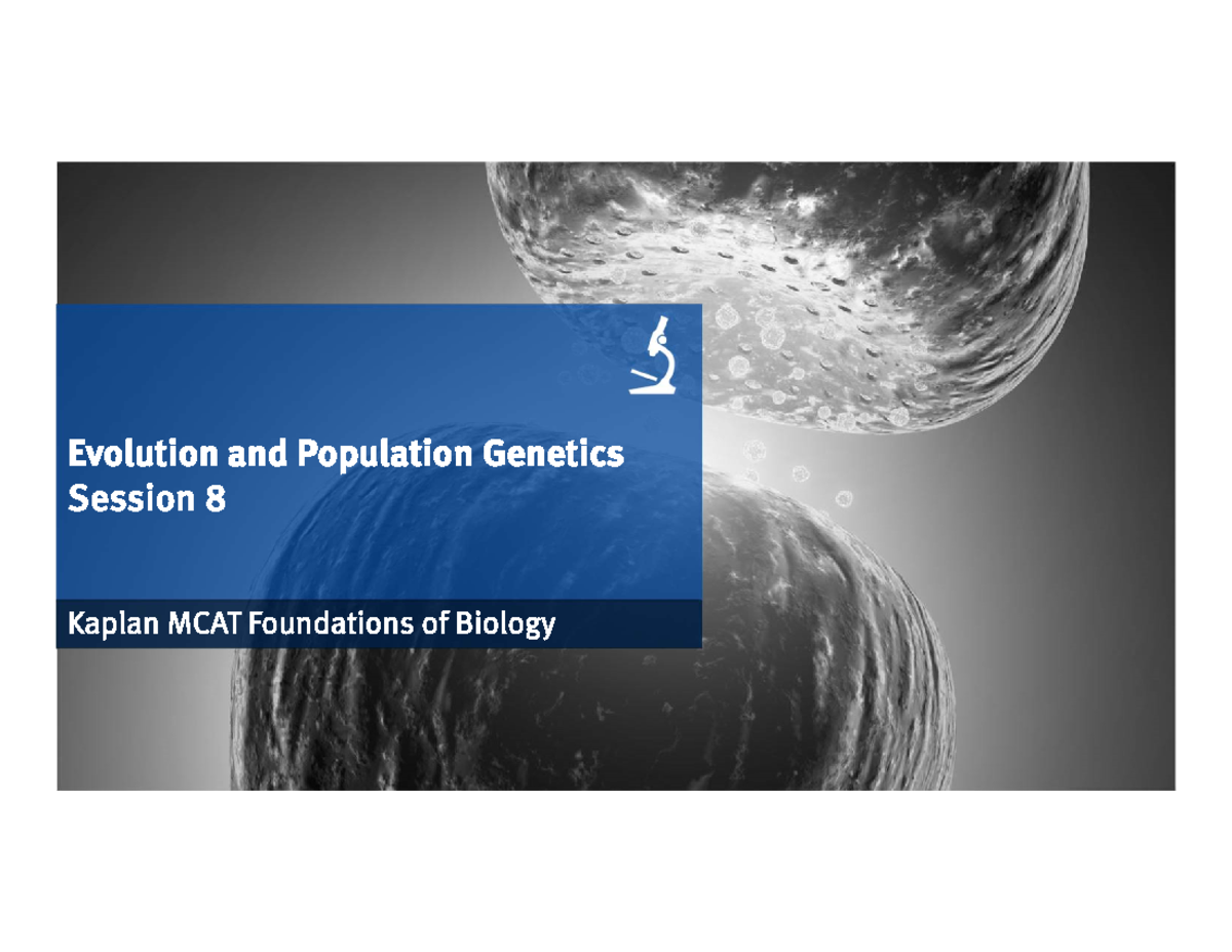 Bio Session 8 - Evolution and Population Genetics Handout Blank ...