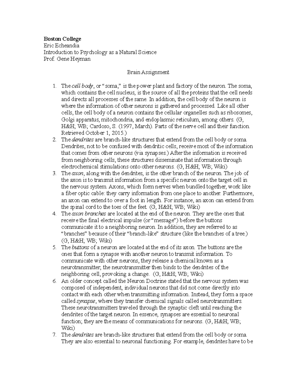 Brain Assignment - Boston College Eric Echeandia Introduction to ...