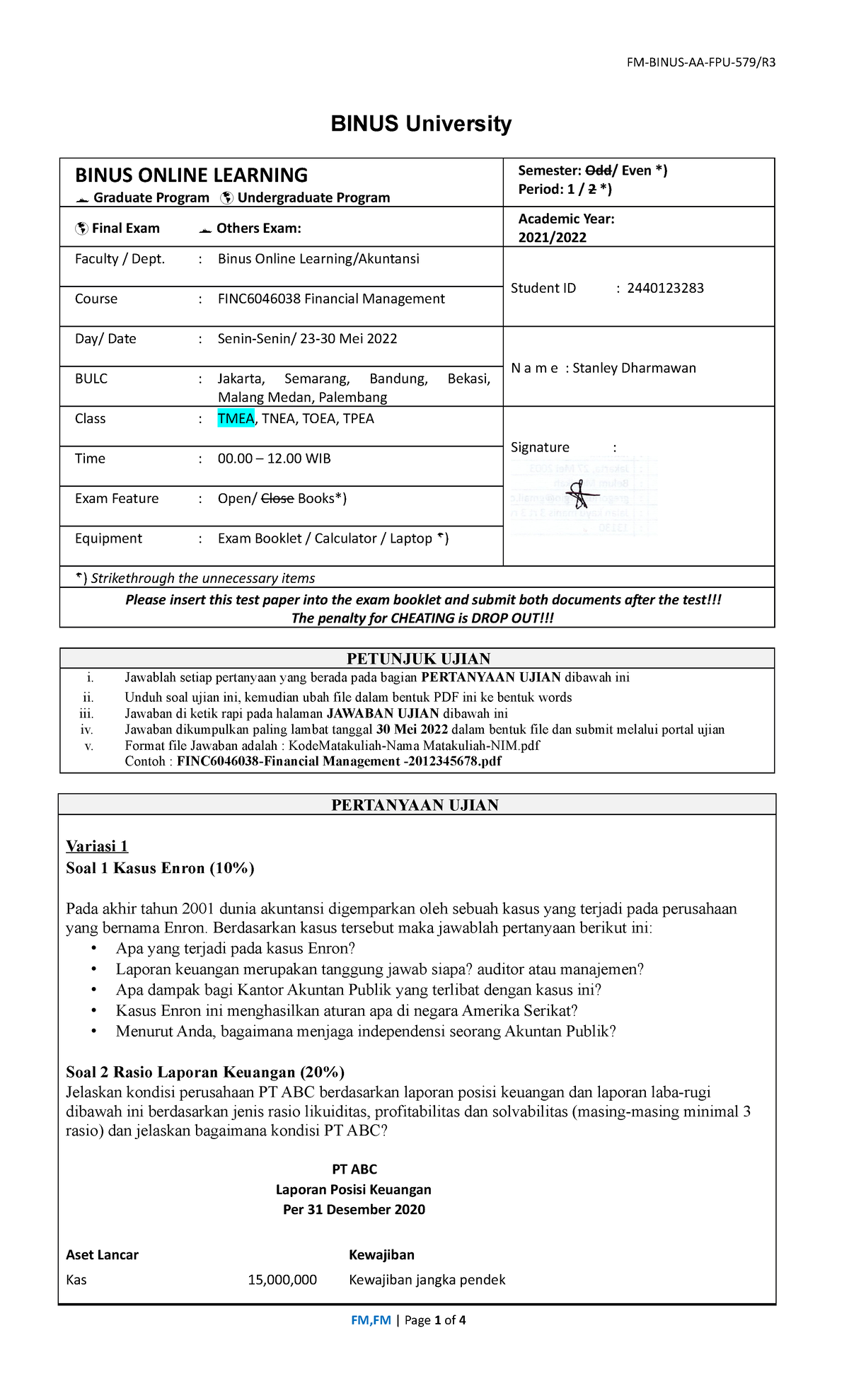 2440123283 TMEA FINC6046038 Financial Management - FM-BINUS-AA-FPU-579 ...