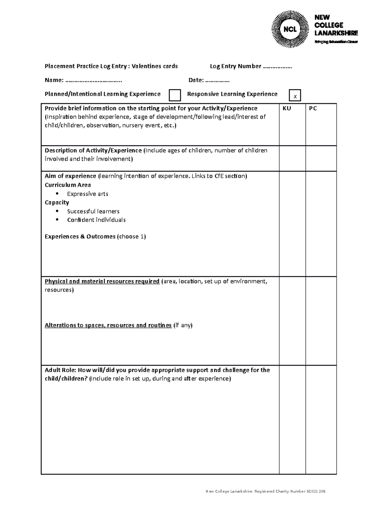 PLE 5 - Valentines Cards - Placement Practice Log Entry : Valentines ...