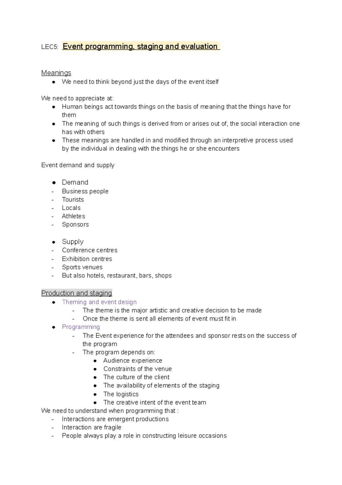 LEC5 - Lecture notes 5 - LEC5: Event programming, staging and ...