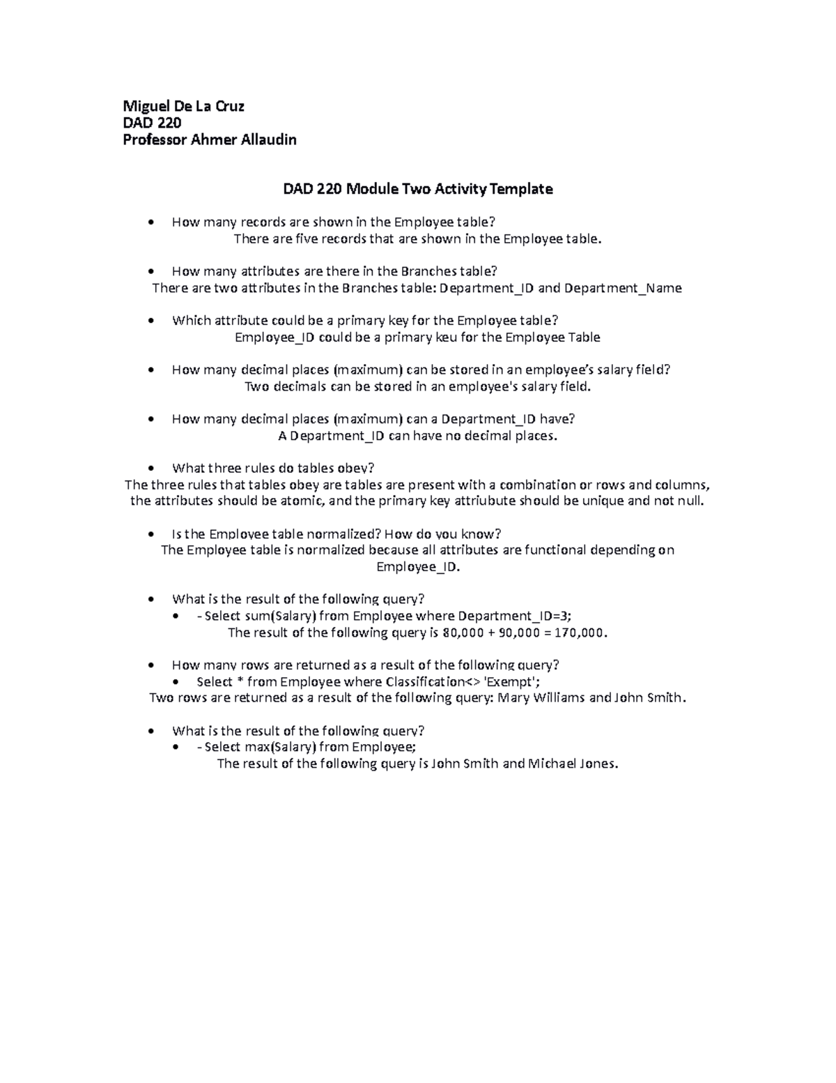 DAD 220 Module Two Activity - • How many attributes are there in the ...