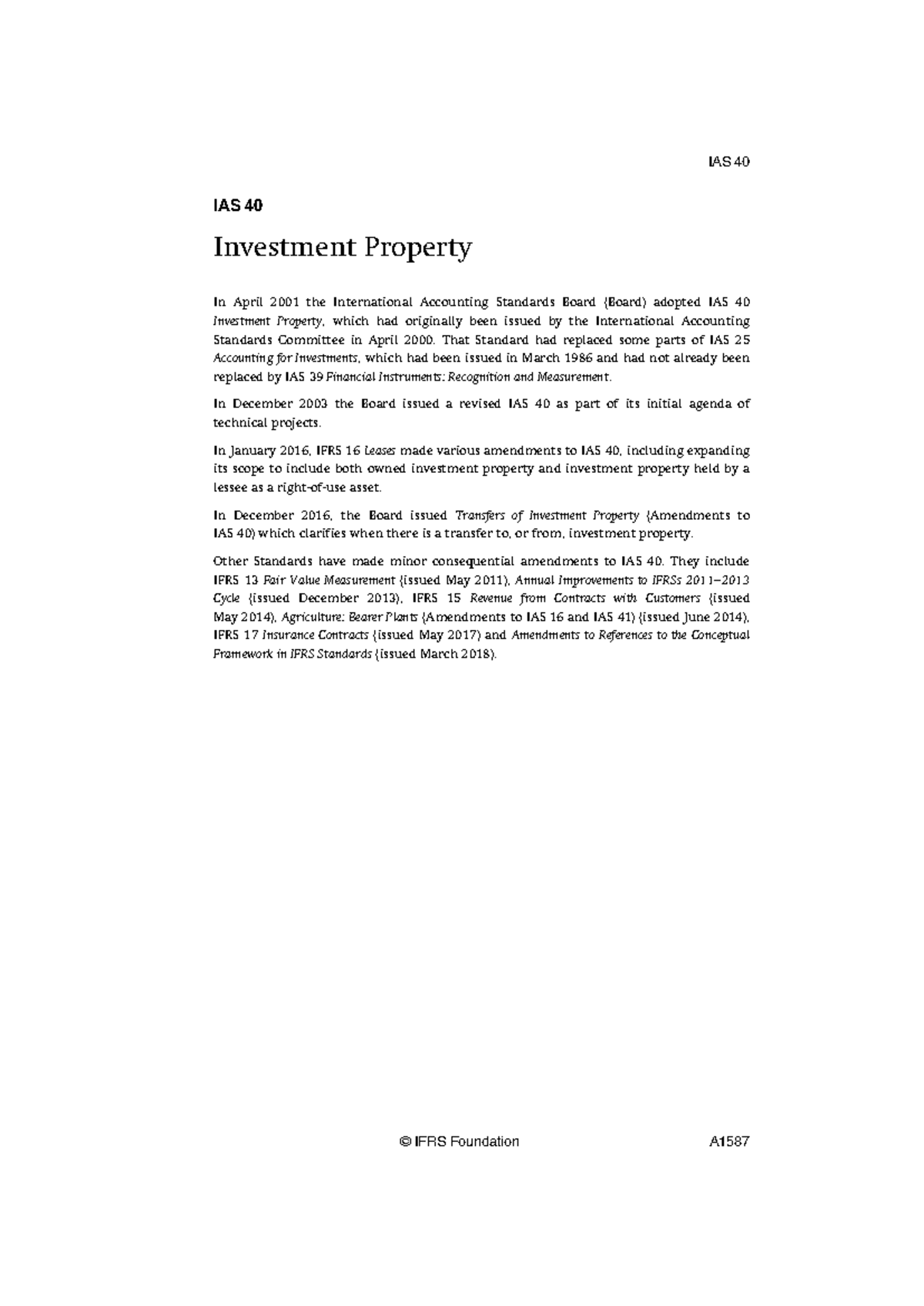 Ias-40-investment-property - IAS 40 Investment Property In April 2001 ...