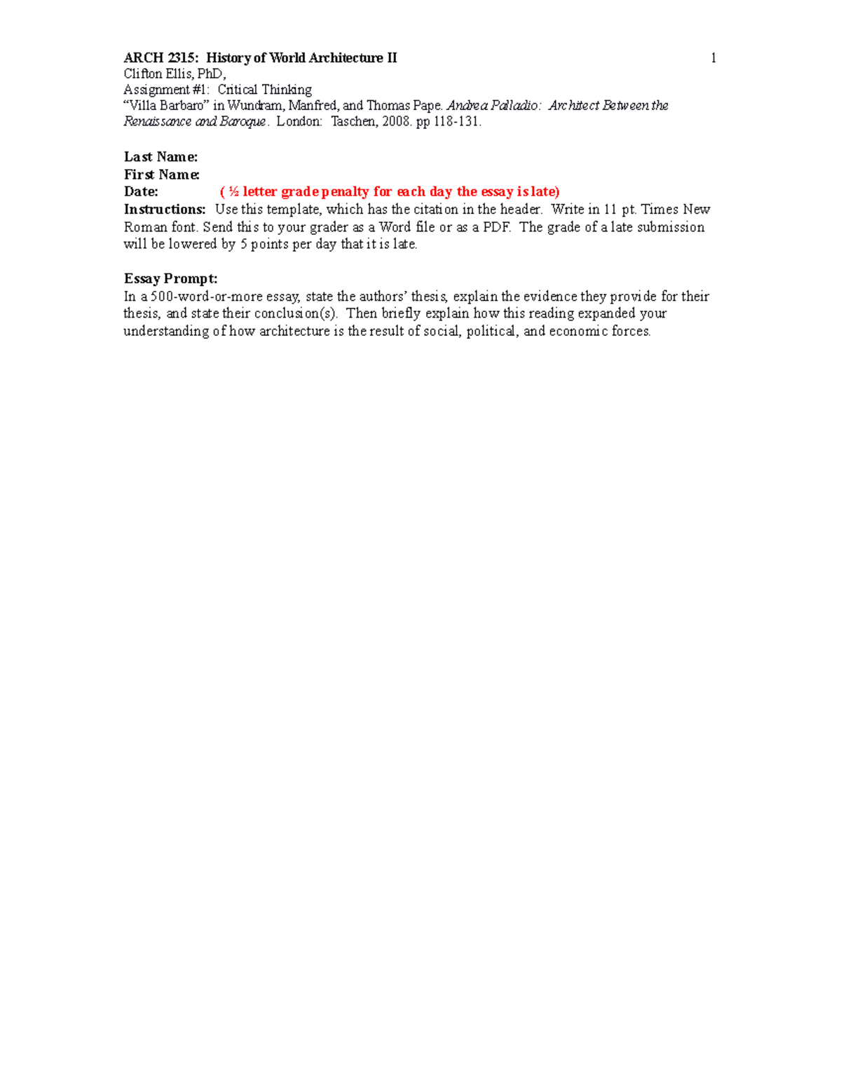 Essay #1 Palladio Prompt - ARCH 2315: History of World Architecture II ...