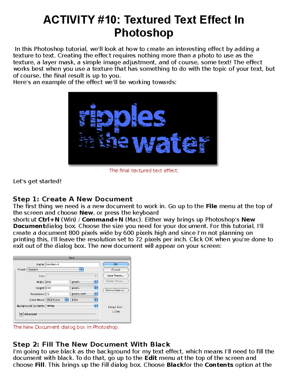 Activity-10 - marketing - ACTIVITY #10: Textured Text Effect In ...