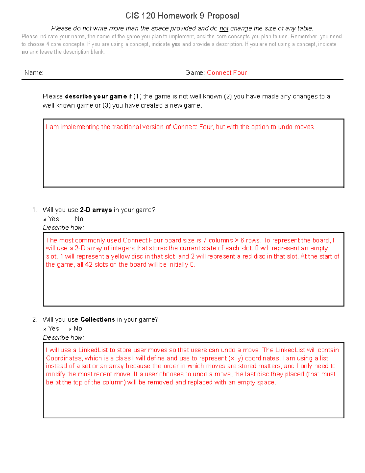 HW9 Proposal Template - CIS 120-002 2019A Prog Lang & Tech I - CIS 120 ...