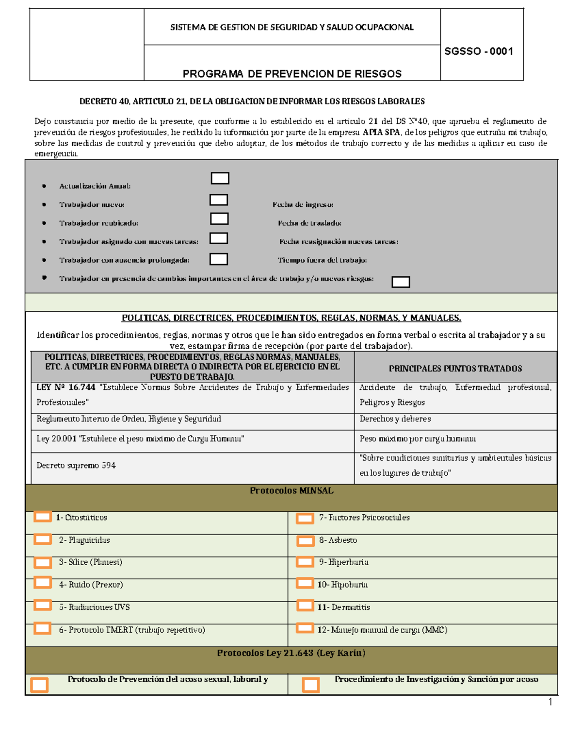 DAS Asistente Lod - derecho a saber asistento lod - SGSSO - 0001 PROGRAMA DE PREVENCION DE ...