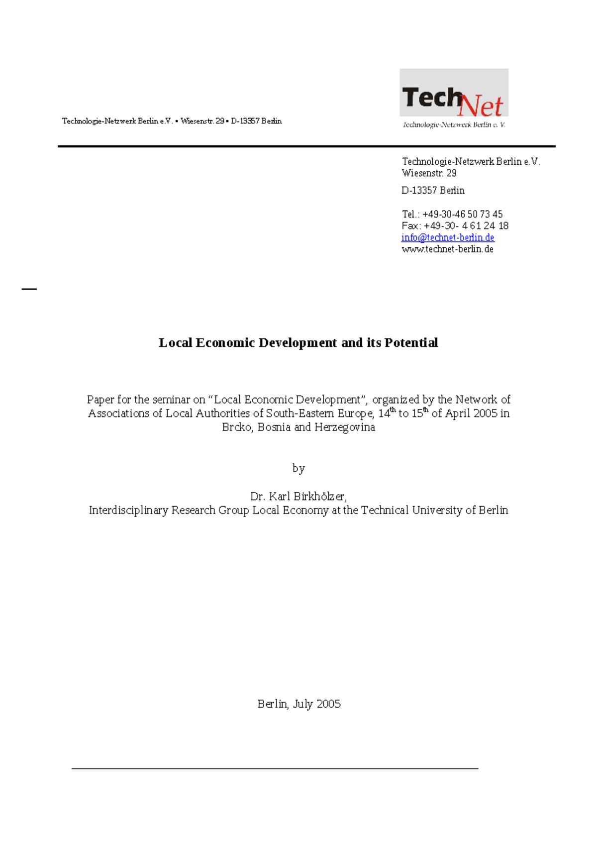 Local economic development and its potential - Local Economic ...