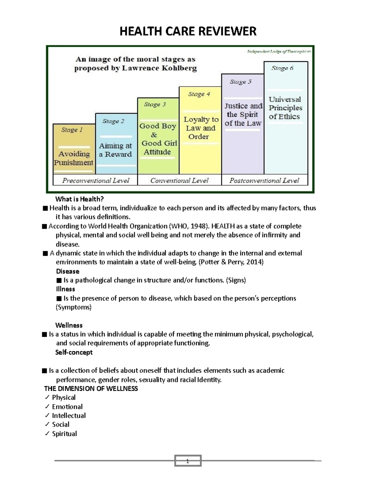 Health-CARE- Reviewer - What is Health? Health is a broad term ...
