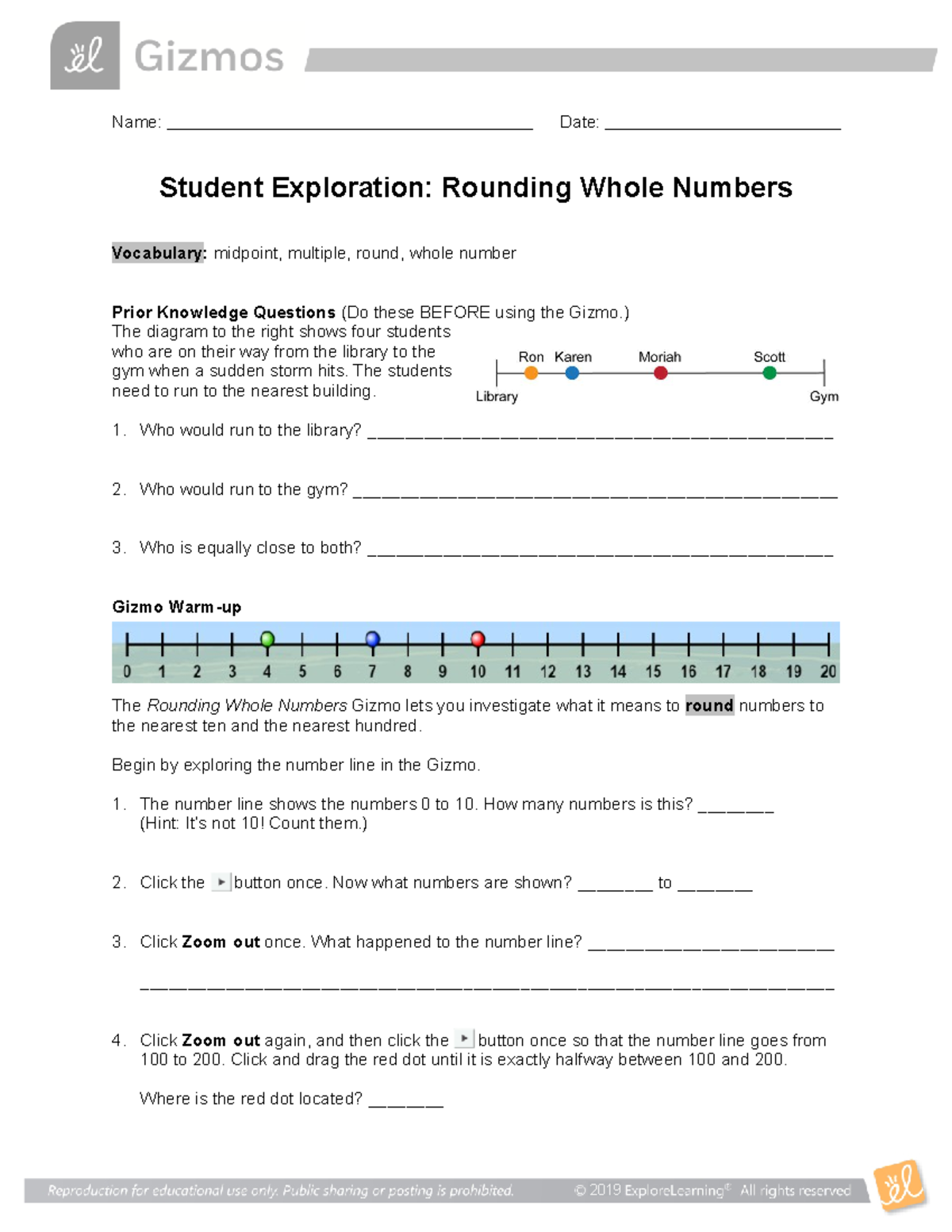 Rounding SE - Work - Name: Date: Student Exploration: Rounding Whole ...