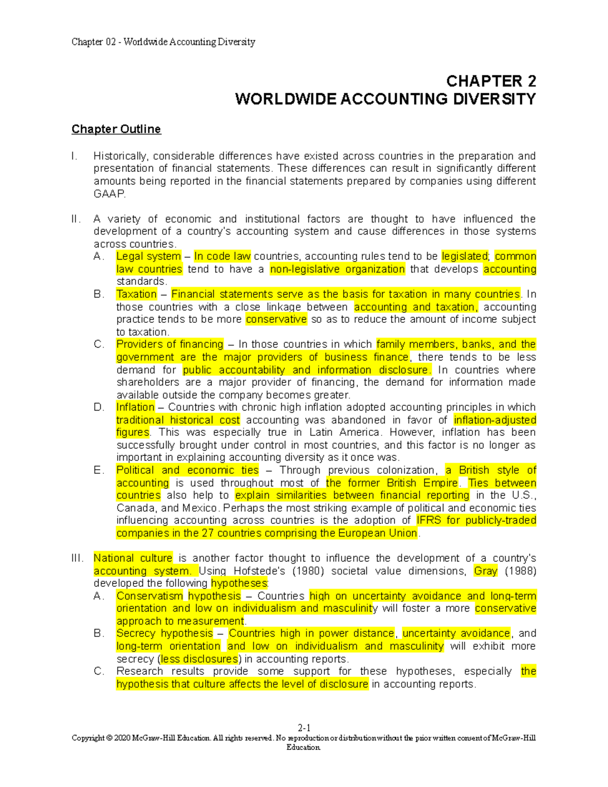 Chapter 2 - Mcgraw hill - CHAPTER 2 WORLDWIDE ACCOUNTING DIVERSITY ...