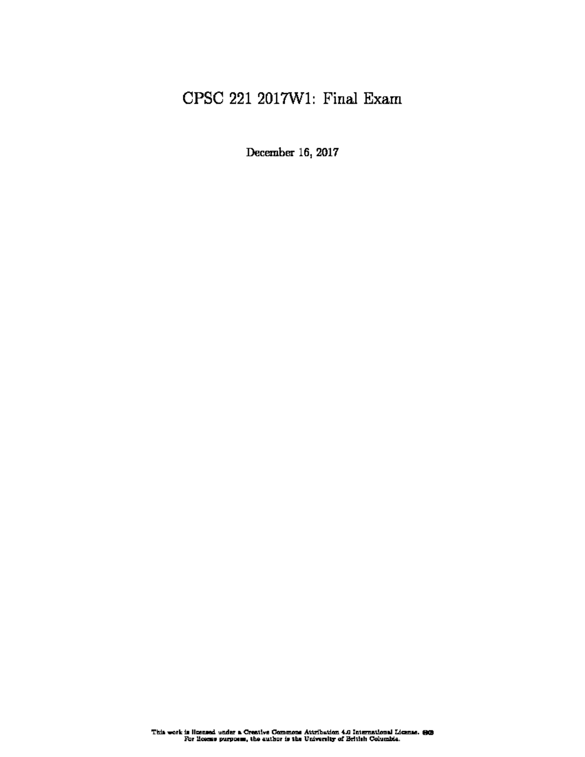 Final 2017, questions - CPSC 221 - Studocu