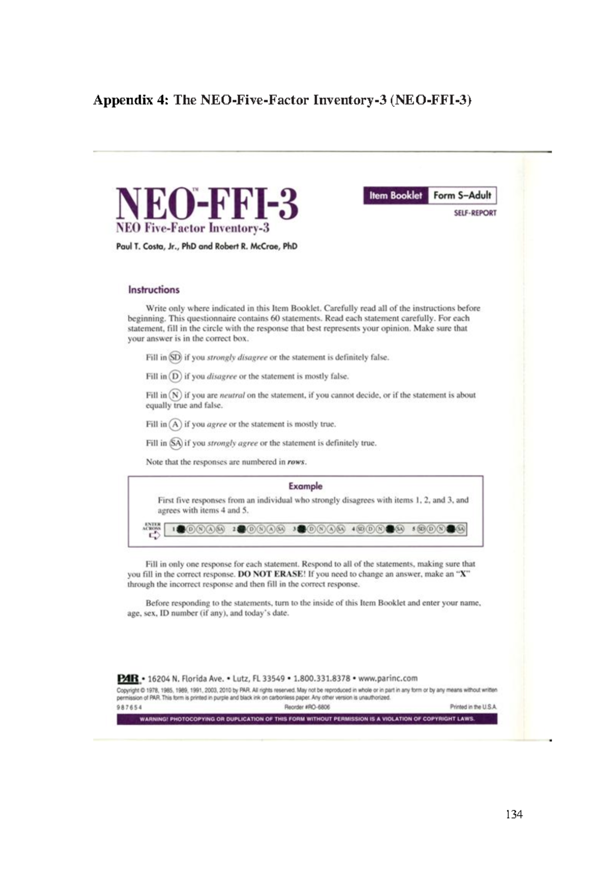 41241837 - General Psychology - Appendix 4: The NEO-Five-Factor ...