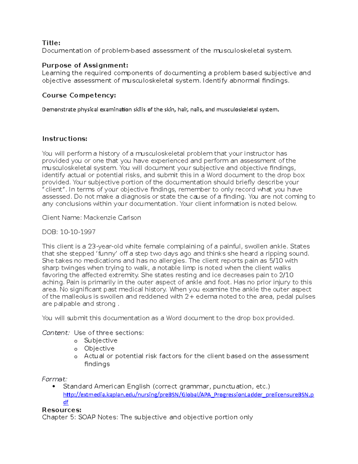 Module 3 Musculoskeletal System Documentation Assignment Spring 20 ...