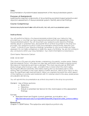 Module 7 Neurologic System Documentation Assignment Summer 20 - Title: Documentation of problem ...