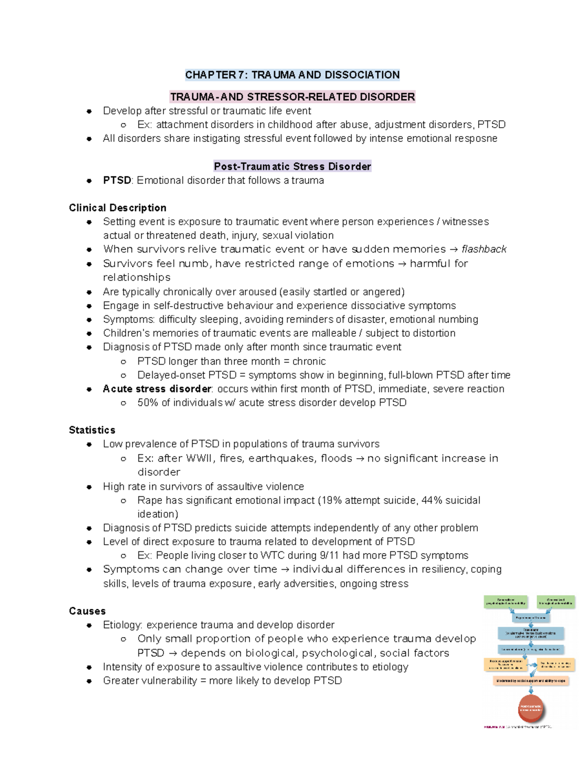 PSYC 2020 - Chapter 7 - CHAPTER 7: TRAUMA AND DISSOCIATION TRAUMA- AND STRESSOR-RELATED DISORDER ...