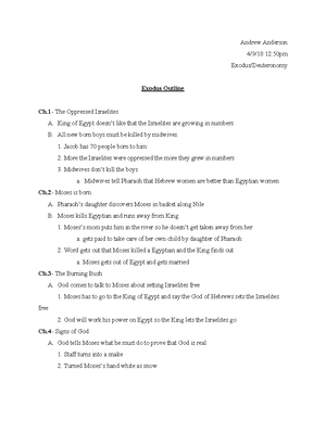 Exodus Outline UBBL - UBBL 100 Arciniega 11/12/18 Exodus Outline 2:35pm ...