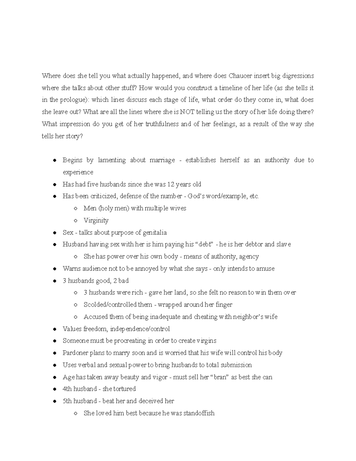 Class Lecture Notes - Where does she tell you what actually happened ...