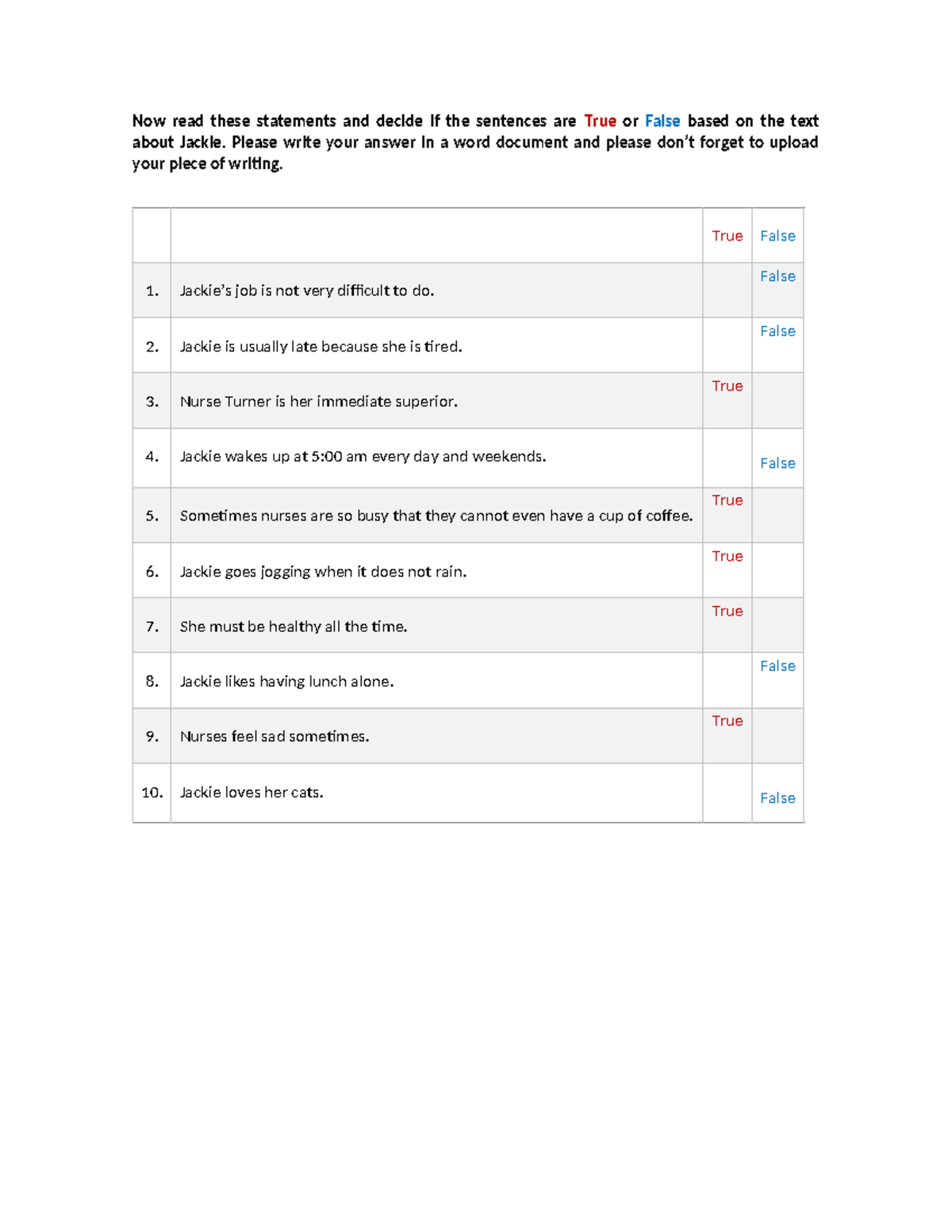 Daily routine 2 - Activity E - Now read these statements and decide if ...