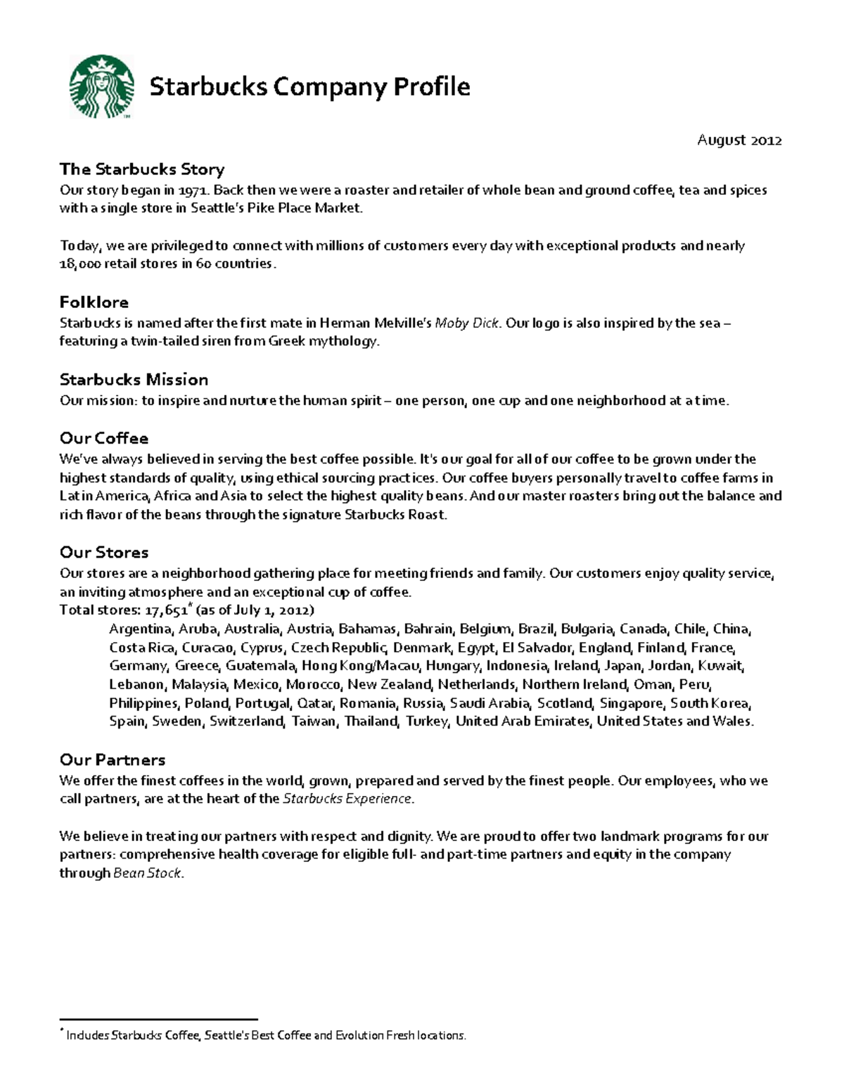 Starbucks-company-profile - Starbucks Company Profile The Starbucks ...