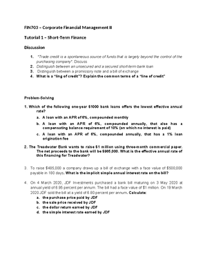 FIN702 Tutorial 5 Solutions - FIN702 Tutorial 5 Part A 1. Suppose the ...