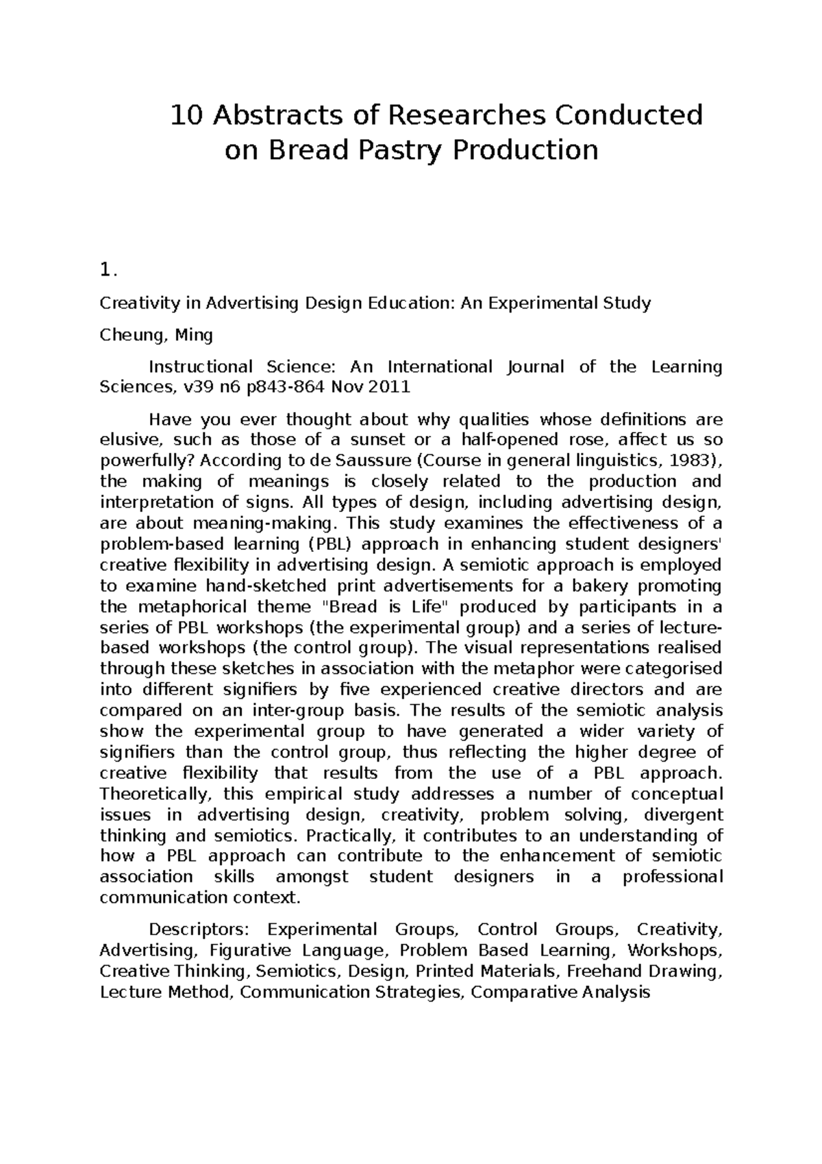 10 Abstracts of Researches Conducted on Bread Pastry Production ...