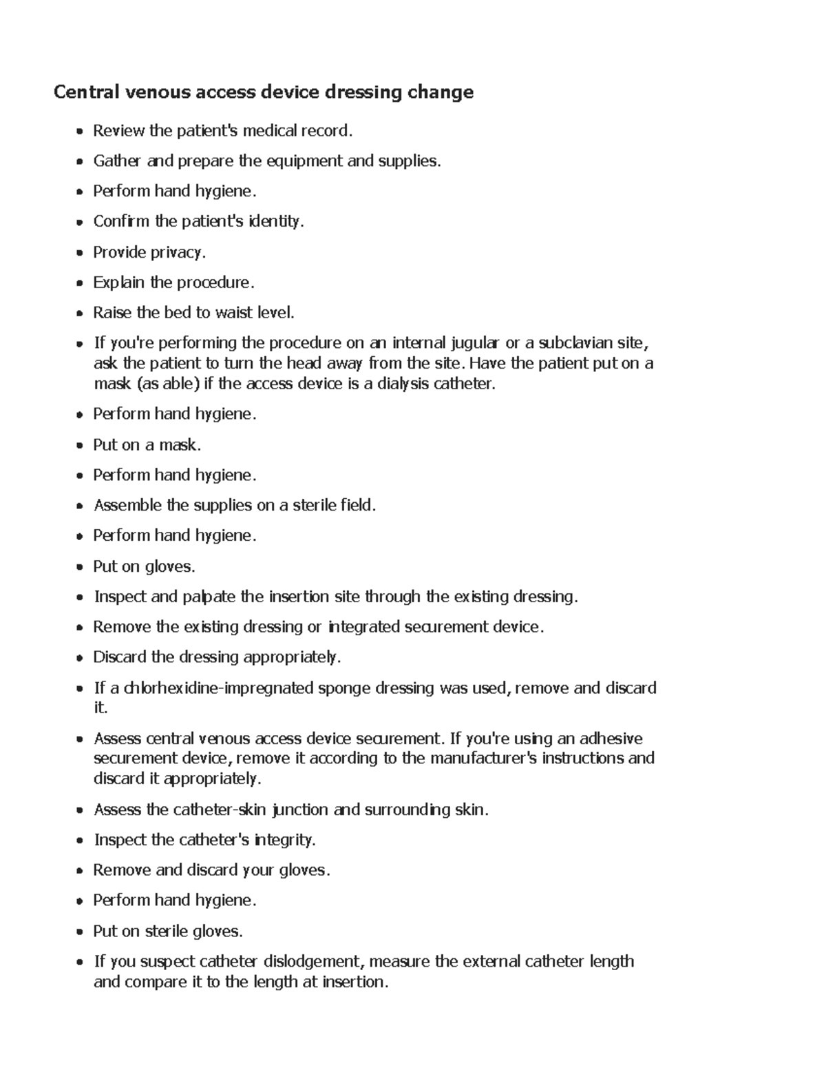 Central line Change Lippincott - Central venous access device dressing ...