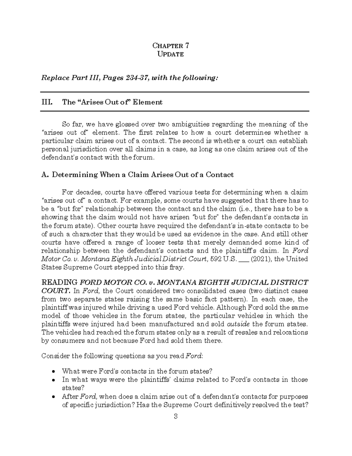 Ford Excerpt - yoyoo - CHAPTER 7 UPDATE Replace Part III, Pages 234-37, with the following: III ...