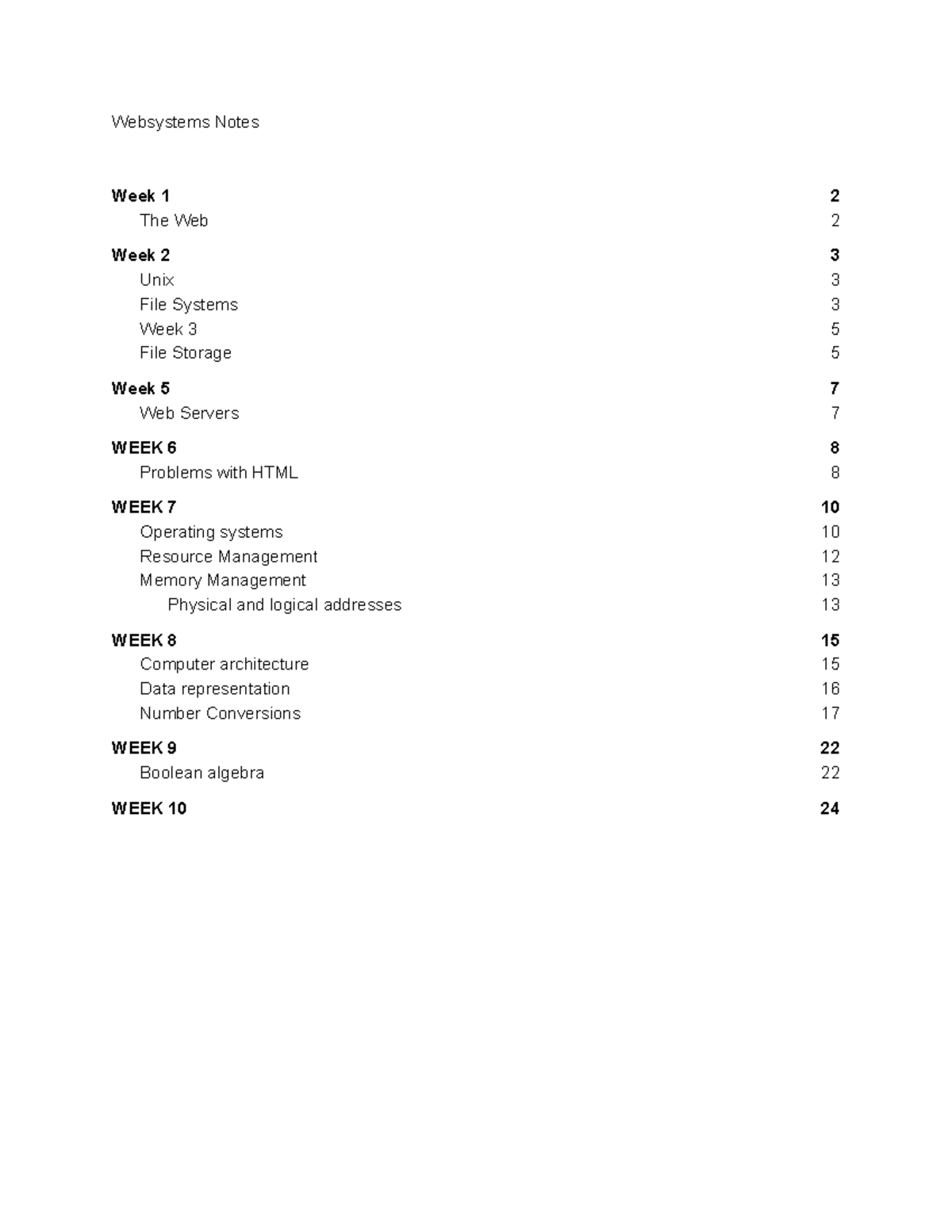 Websystems Notes 1 Websystems Notes Week The Web Week Unix File Systems Week File Storage Week