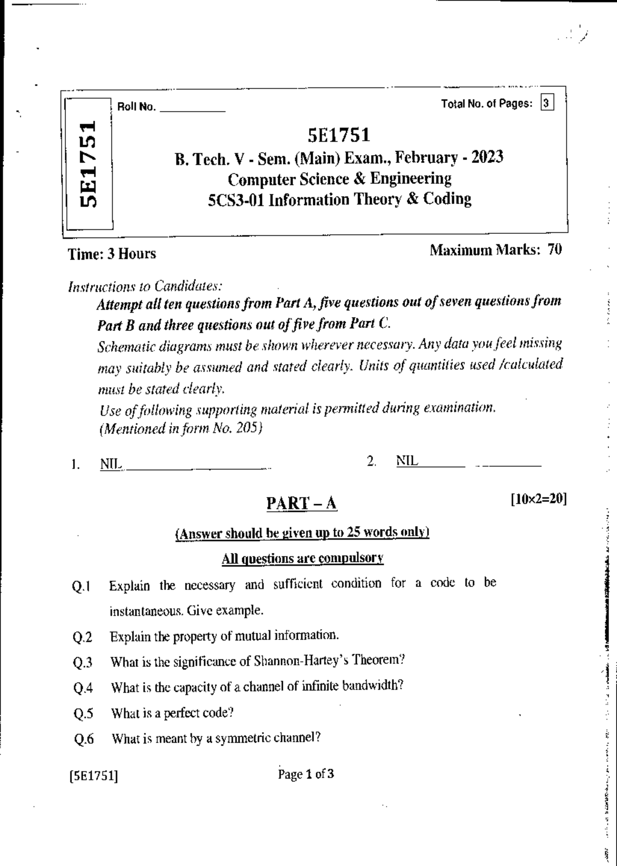 O ITC 2023 - check this out - Information Theory and Coding - Studocu