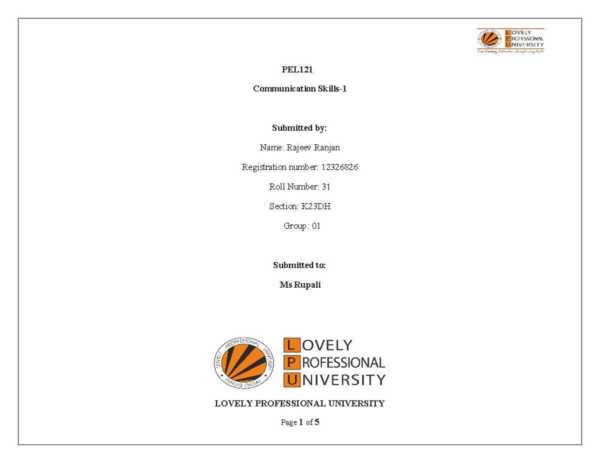 Sample CA3 PEL121 - PEL1 21 Communication Skills- Submitted by: Name ...