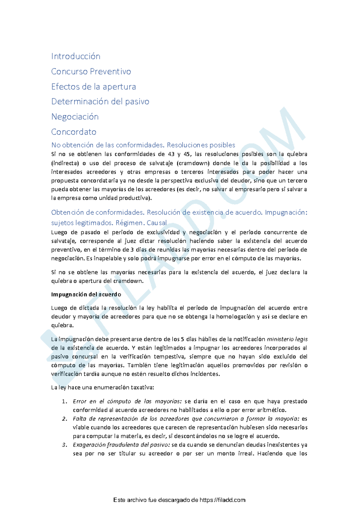 Resumen de Derecho Concursal 2021 - Introducción Concurso Preventivo Efectos de la apertura ...