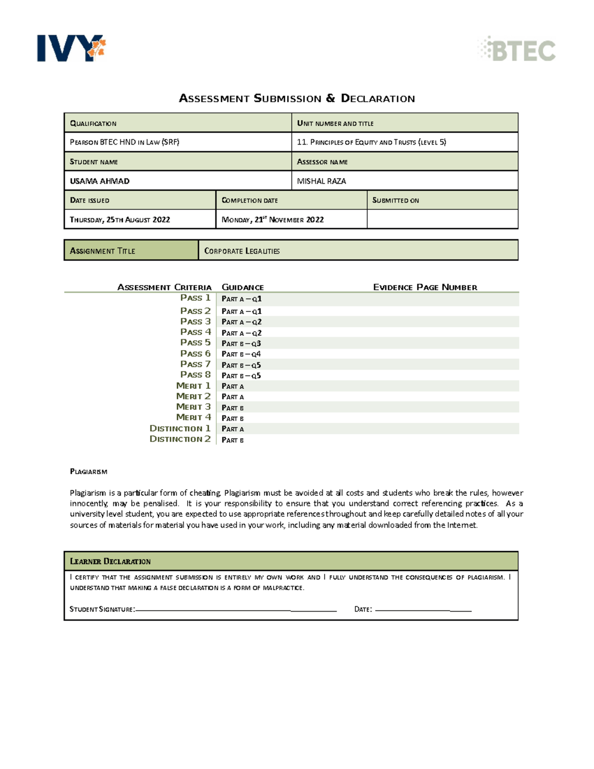 11 - ... - ASSESSMENT SUBMISSION & DECLARATION QUALIFICATION UNIT ...
