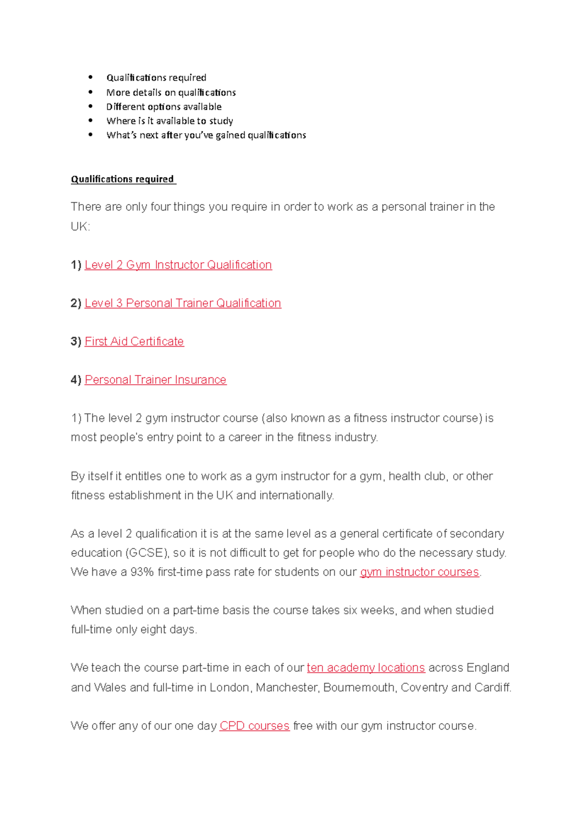 Personal trainer presentation notes - Qualifications required More ...